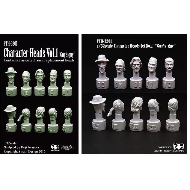 1/32 Character Heads vol.1 SWASH DESIGN FTH-3201 : 車模型 barchetta - 通販 ...