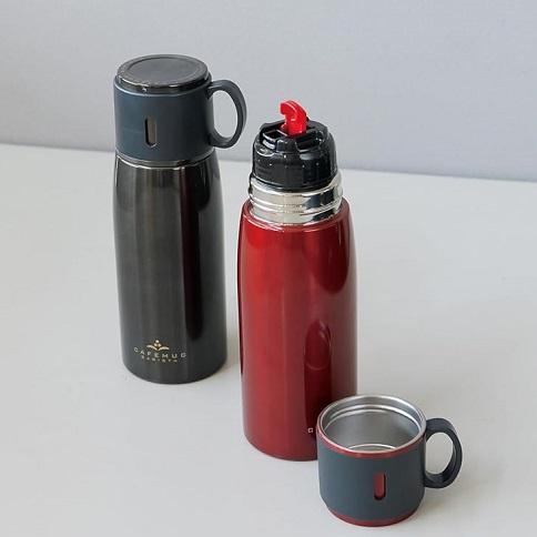 水筒 コップ付ボトル 500ml コーヒーチェリー カフェマグバリスタ HC-528 ワンタッチ ボトル コーヒー コップ飲み 真空構造 おしゃれ 赤 パール金属 : バーゲンライフショップ ...