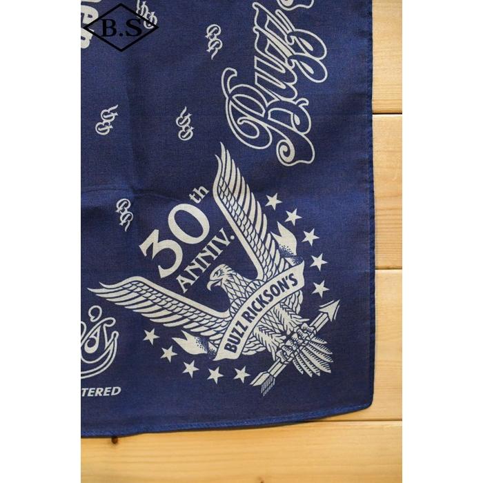 BUZZ RICKSON'S バズリクソンズ RICKSON’S バンダナ 30th ANNIVERSARY 30周年記念 BLUE ...