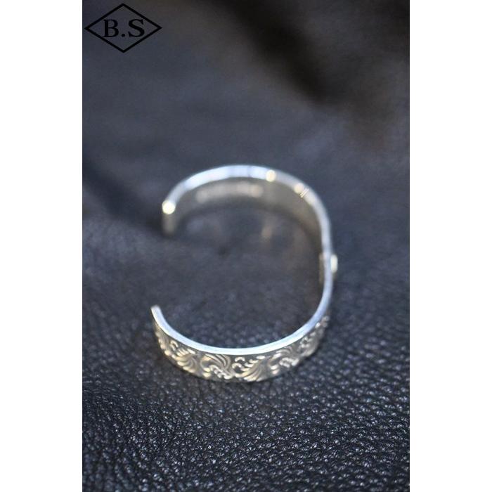 FIRST ARROW's ファーストアローズ FIRST-ARROW's BR-026 K18付 平打12mmカラ草彫りバングル シルバー Mサイズ : BarnStormer2号店 ...