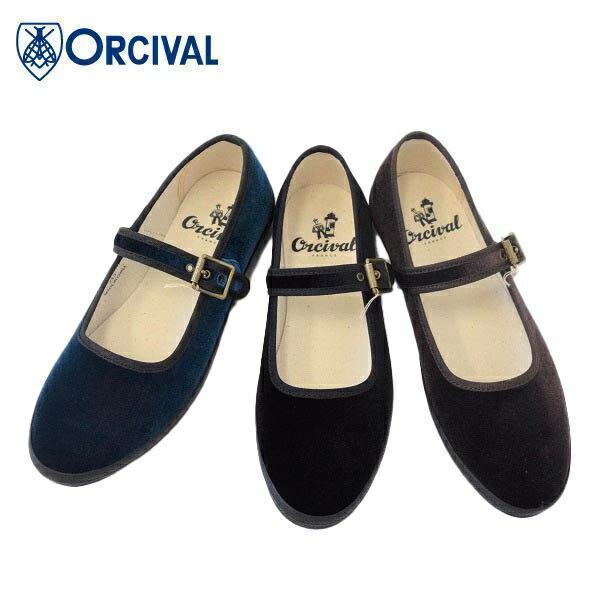 靴 バレーシューズ ORCIVAL オーチバル オーシバル STRAP SHOES ベルべットストラップシューズ ベロア OR ...