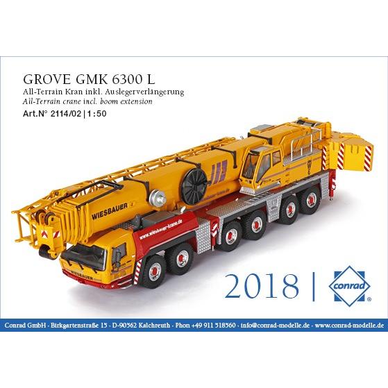 WIESBAUER GROVE GMK 6300L オールテレーンクレーン boom extension モバイルクレーン /建設機械模型 工事車両 Conrad 1/50 ミニチュア ...