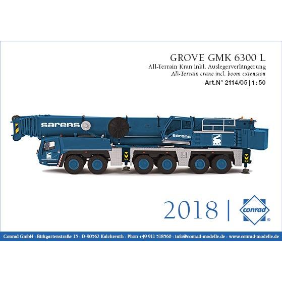 SARENS GROVE GMK 6300L オールテレーンクレーン boom extension モバイルクレーン /建設機械模型 工事車両 Conrad 1/50 ミニチュア : バスク ...