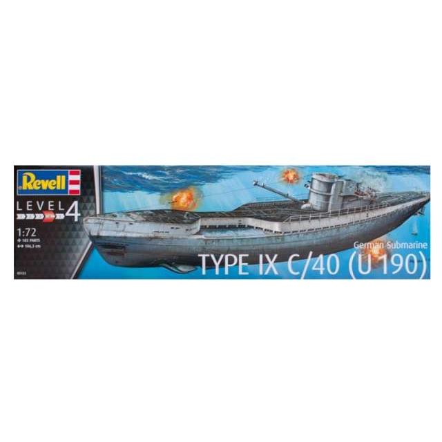 ドイツ潜水艦 タイプIX C40 (U190) レベル4 プラモデルキット/Revell 1/72模型 : バスクホビー - 通販 ...