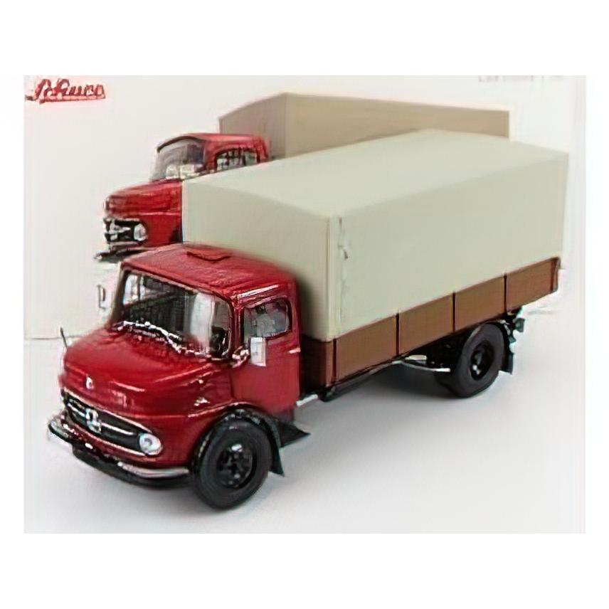 MERCEDES BENZメルセデスベンツ - L911 TRUCK TELONATO 1966 RED /Schuco 1/18 ミニカー ...