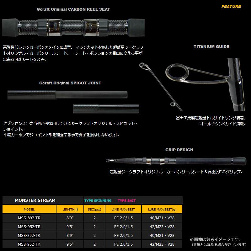Gcraft Gクラフト セブンセンス TR モンスターストリーム MSS-952-TR (スピニングモデル) : 釣具のバスメイト ...