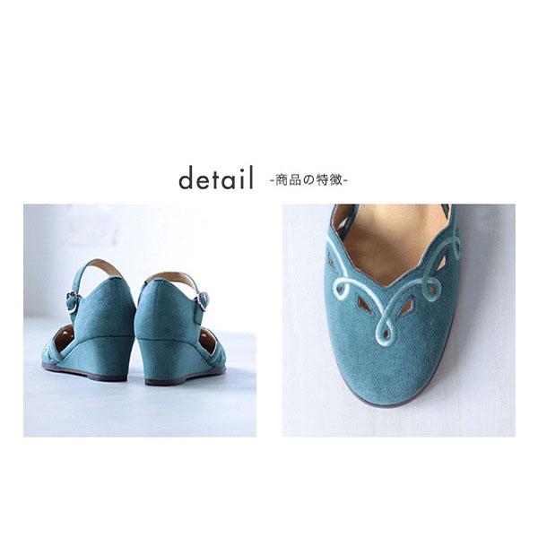 【洗える靴】 ストラップ パンプス レディース カットワーク ウェッジヒール 痛くない 大きいサイズ 小さいサイズ 上品 オフィス クロール ...