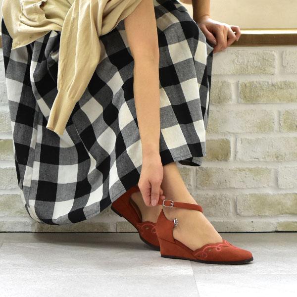 【洗える靴】 ストラップ パンプス レディース カットワーク ウェッジヒール 痛くない 大きいサイズ 小さいサイズ 上品 オフィス クロール ...