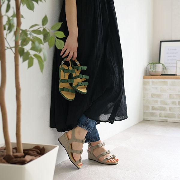 COULEUR VARIE サンダル レディース リボン ウェッジソール 痛くない 柔らかい 歩きやすい かわいい 旅行 カジュアル きれいめ 人気 洗える ブラック No.544234 ...