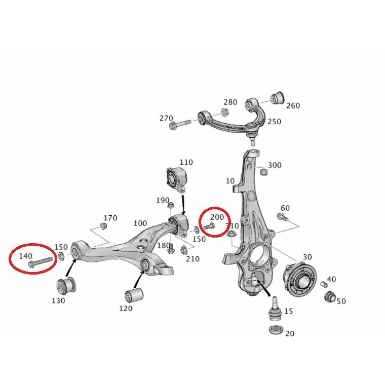 Mercedes-Benz ベンツ W166 W164 W251 等 フロントアライメント調整ボルトキット キャンバーボルトキット ...