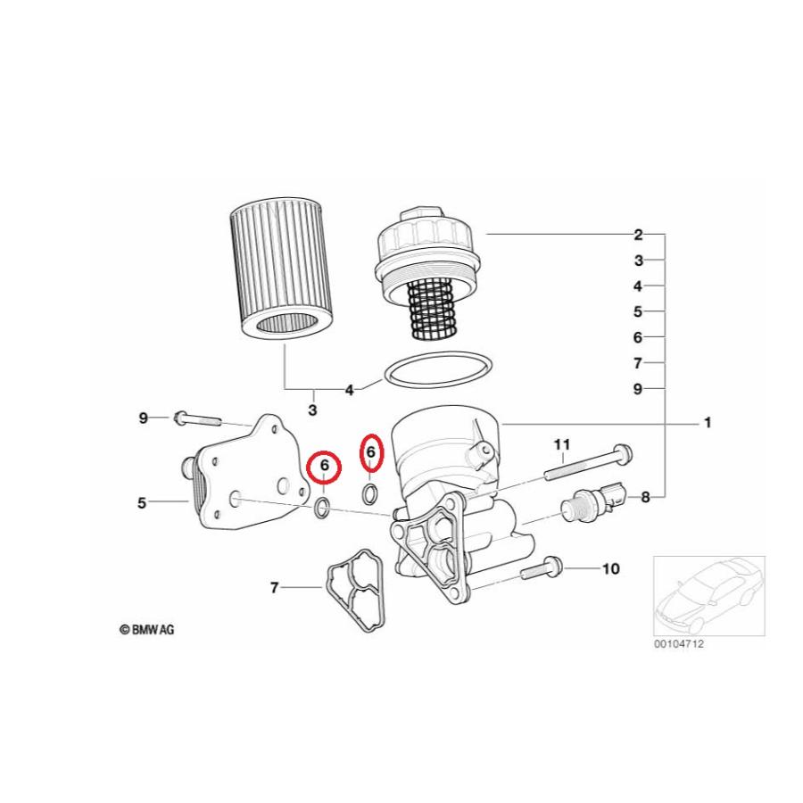 ミニ R50 R52 R53 オイルエレメント オイルフィルターヘットガスケット 2個セット 11427509261 純正 ...
