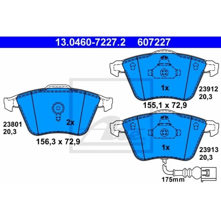訳あり VW アウディ ATE ブレーキ パッド フロント ゴルフ6 シロッコ A3 TT 8J0698151F 8J0698151A ...