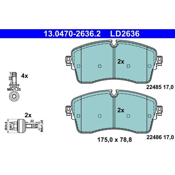 JAGUAR（ジャガー） 低ダスト ATE セラミック ブレーキ パッド フロント Eペース JDE39759 ATELD2636 : Bay ...