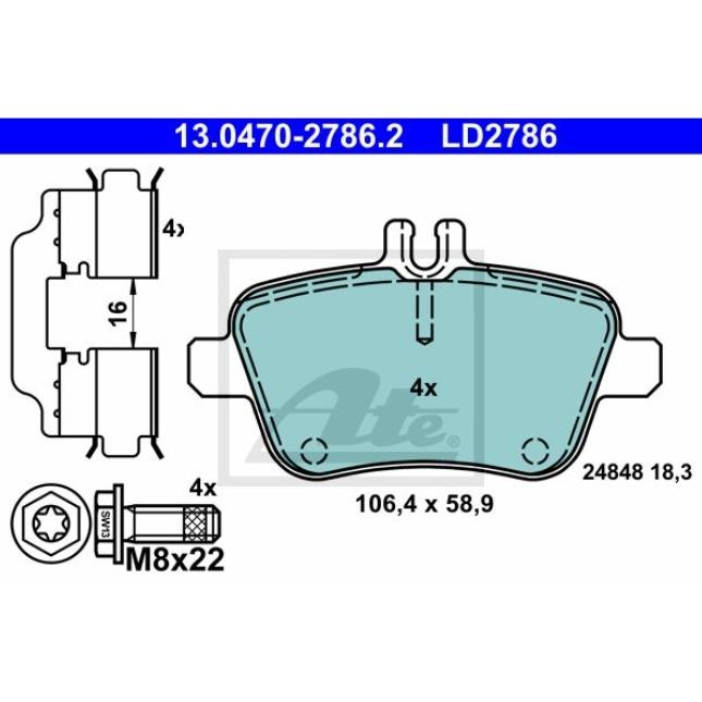 Mercedes-Benz ATE 低ダスト ブレーキパッド リア ベンツ W176 W246 W117 X156 R172 ...