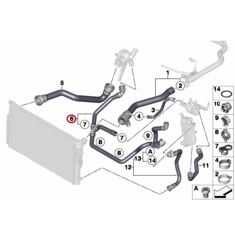 BMW ウォーターホース 1シリーズ F20 F21 17127596834 純正品 : Bay side parts - 通販 ...