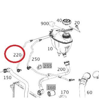 Mercedes-Benz ベンツ ベンチレーションホース エア抜きホース ブリーザーホース クーラントタンクライン W222 W217 ...