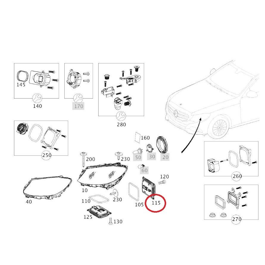Mercedes-Benz ベンツ ヘッドライトコントロールユニット 2228700789 4479051804 純正 : Bay side ...