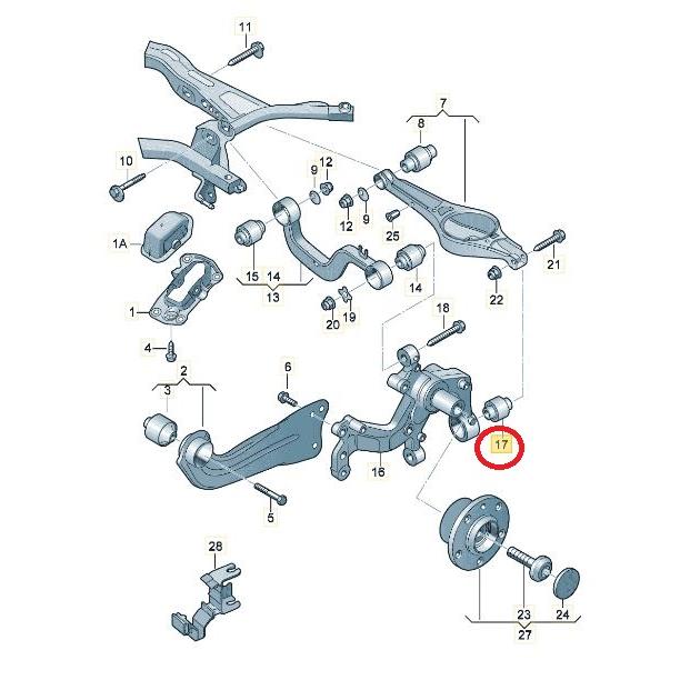 フォルクスワーゲン VW アウディ リアコントロールアームブッシュ 片側分 1K0505553A 1K0505553 左右共通 ...