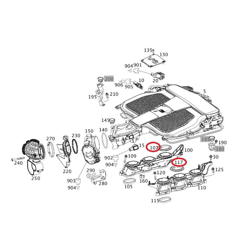 ベンツ インテークマニホールド ガスケット インマニ パッキン 6個セット M276 エンジン用 上側 2761410180 純正品 ...