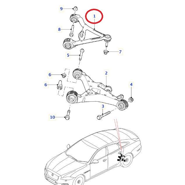 JAGUAR ジャガー リア アッパーアーム 右側 1本 Sタイプ XF XJ XK C2D49448 LEMFORDER製 : Bay ...