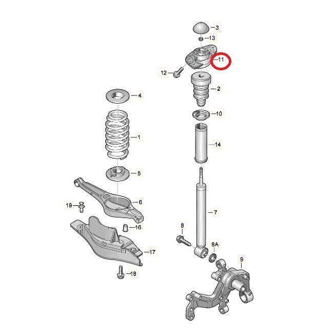 フォルクスワーゲン VW アウディ リア ショック アッパーマウント 片側分 A1 A3 Q3 ティグアン シャラン パサート ゴルフ6 ...