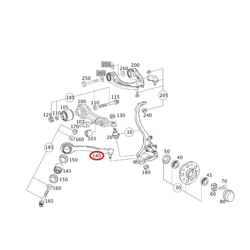 Mercedes-Benz ベンツ フロント テンションロッド 右 CLS C219 Eクラス W211 SL R129 R230 ...