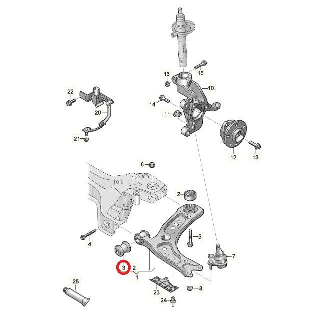 VW アウディ フロント ロアアーム コントロールアームブッシュ 左右共通 片側分 A3 Q2 Q3 TT パサート ゴルフ8 ゴルフ7 ...