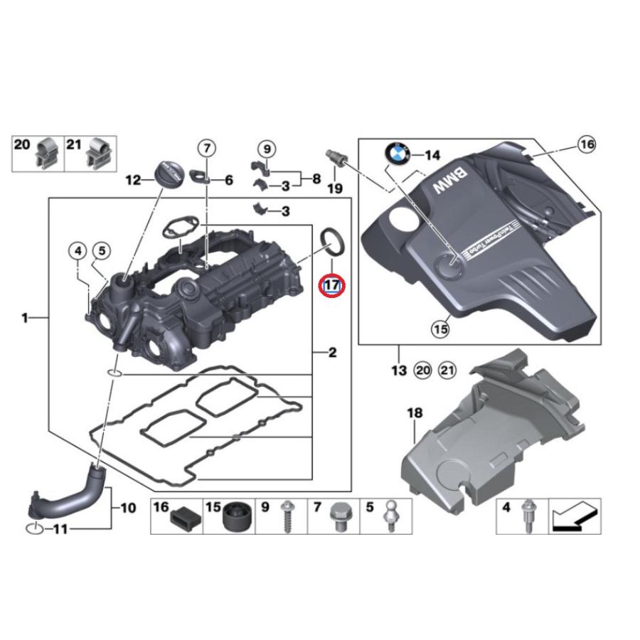 BMW バキュームポンプシール シャフトシール 11127507217 ELRING製 : 386340 : Bay side parts ...