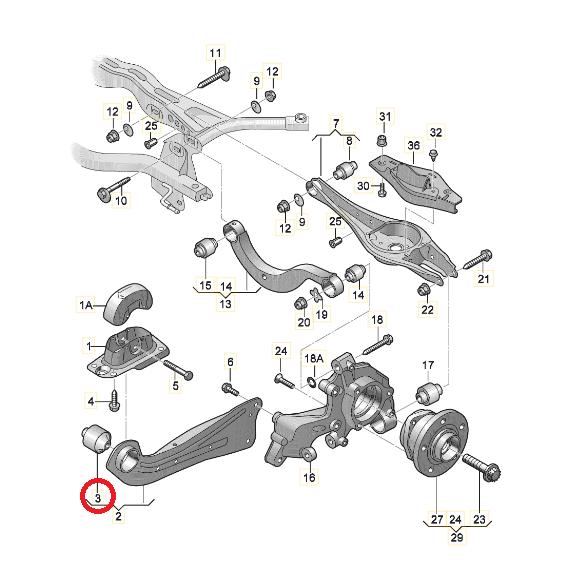 フォルクスワーゲン VW アウディ リアコントロールアームブッシュ A3 TT ティグアン パサート ゴルフ7 トゥーラン アルテオン 片側分 ...