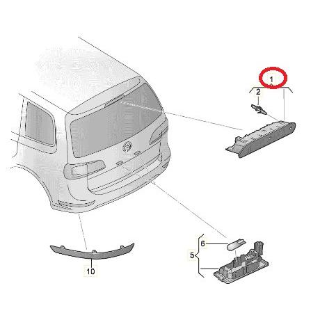 フォルクスワーゲン（Volkswagen） VW トゥーラン シャラン アップ ハイマウントストップランプ ウォッシャーノズル付属 ...