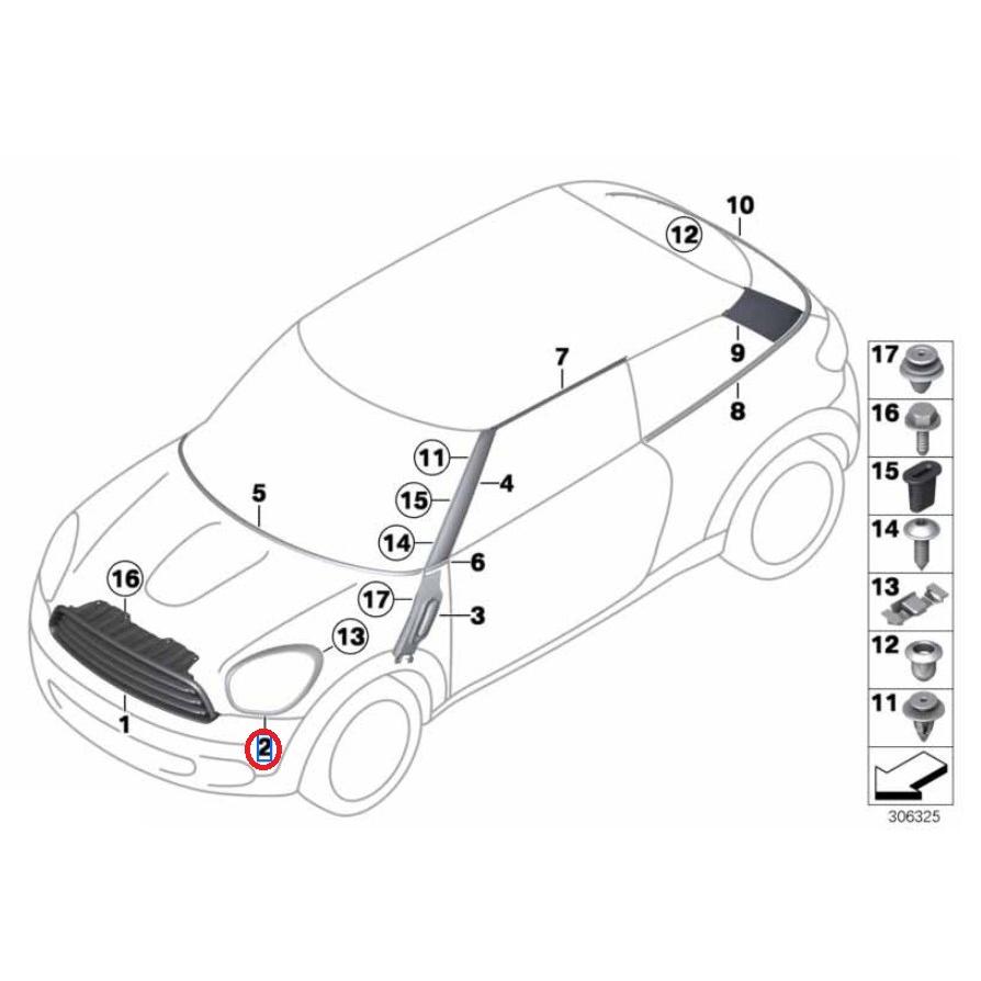 MINI（ミニ） クロスオーバー R60 ペースマン R61 純正 ヘッドライトリング ヘッドライトリム クローム 左 51139813823 ...