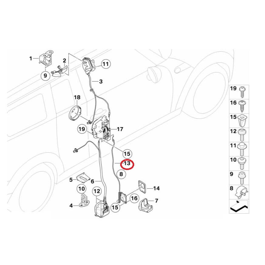 MINI（ミニ） R55 クラブマン ドア オープナー レバー 右 51212754307 純正品 : Bay side parts - 通販 ...