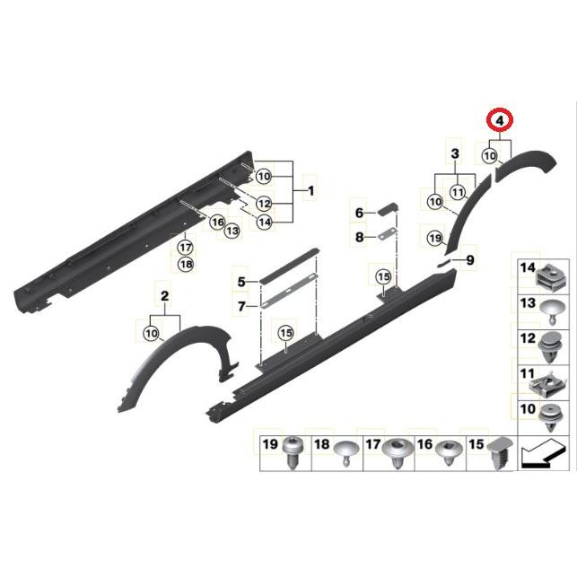 MINI（ミニ） F54 クラブマン リアオーバーフェンダー 左 51777401057 純正品 : Bay side parts - 通販 ...