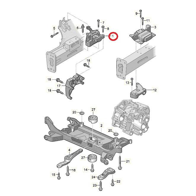 Audi VW アウディ エンジンマウント 右側 1個 ゴルフ7 アルテオン A3 Q2 TT 5WA199262E 5Q0199262BK ...