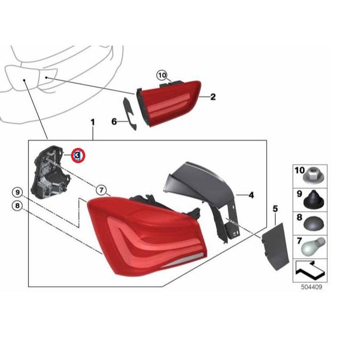 BMW 純正 テールランプ バルブホルダー バルブキャリア 1シリーズ F20 F21 左側 63217424495 : Bay side ...