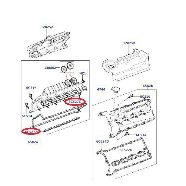 ランドローバー ジャガー タペットカバーガスケット 右 Fタイプ XE XF XJ XK C2D3527 C2D3524 ELRING製 ...