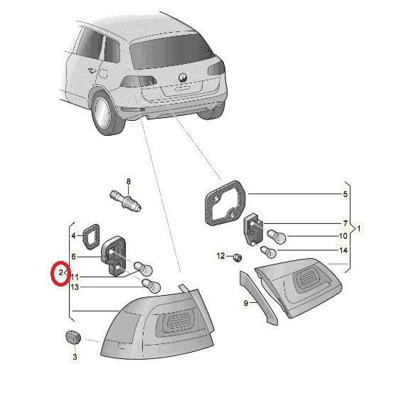 フォルクスワーゲン（Volkswagen） VW トゥアレグ 7P テールランプ 左 外側 7P6945095F 純正品 : Bay side ...