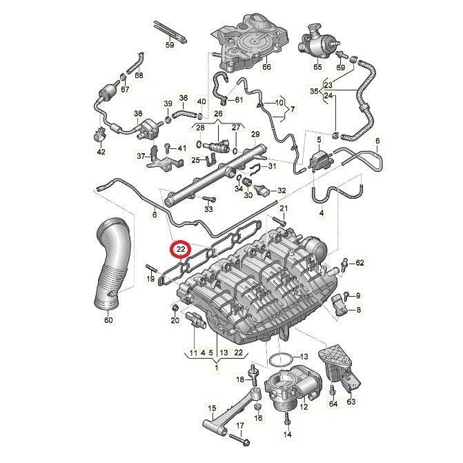 フォルクスワーゲン VW アウディ インテークマニホールド ガスケット インマニ パッキン A3 A4 Q2 TT ゴルフ7 ポロ ...