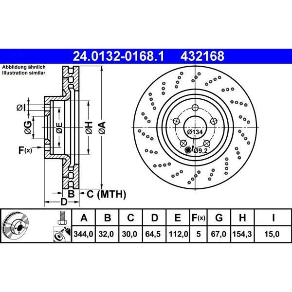 Mercedes-Benz ATE ディスクローター フロント ベンツ 2枚セット W204 W212 W207 等 2044211112 ...