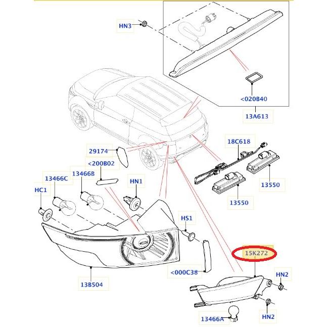レンジローバー イヴォーク リア フォグランプ 右側 LR088531 純正品 : lr088531 : Bay side parts ...