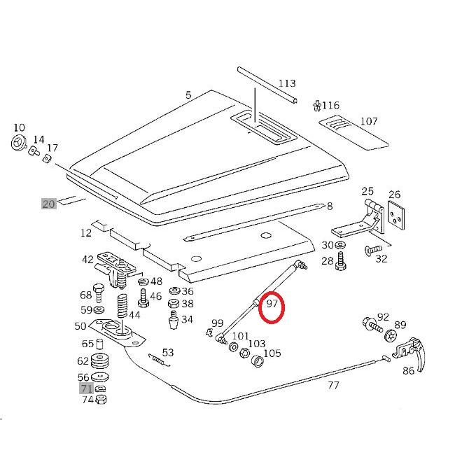 Mercedes-Benz（メルセデス・ベンツ） ベンツ Gクラス W463 ボンネットダンパー エンジンフードダンパー 0009808164 ...