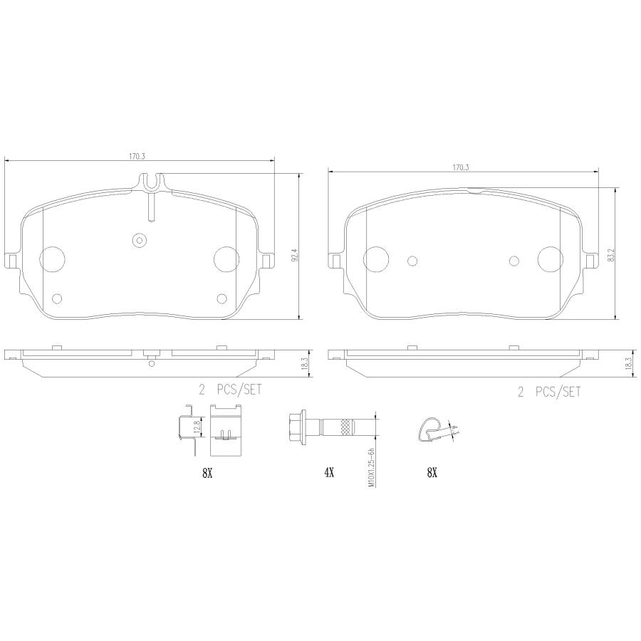 低ダスト ブレンボ セラミック フロント ブレーキ パッド ベンツ GLE V167 C167 GLS X167 0004206803 ...
