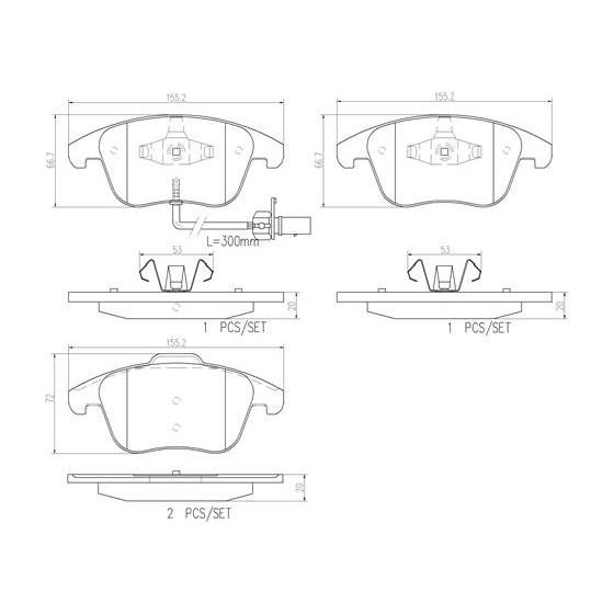 Audi（アウディ） 低ダスト ブレンボ セラミック ブレーキ パッド フロント A4 A5 8K0698151A 8K0698151F ...