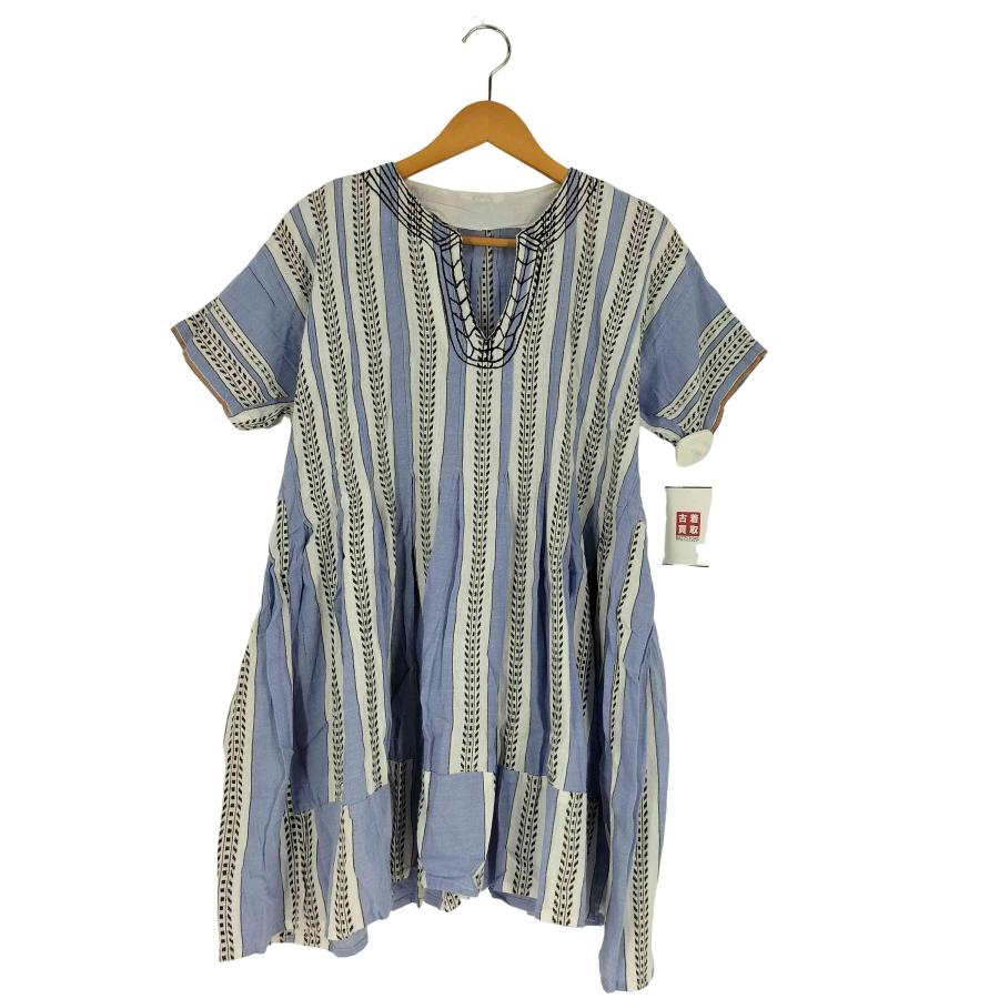 USED古着(ユーズドフルギ) {{lemlem}} Vネック ギャザー スキッパー ストライプ ワンピー 中古 古着 0844 : ブランド古着販売のBAZZSTORE - 通販 ...