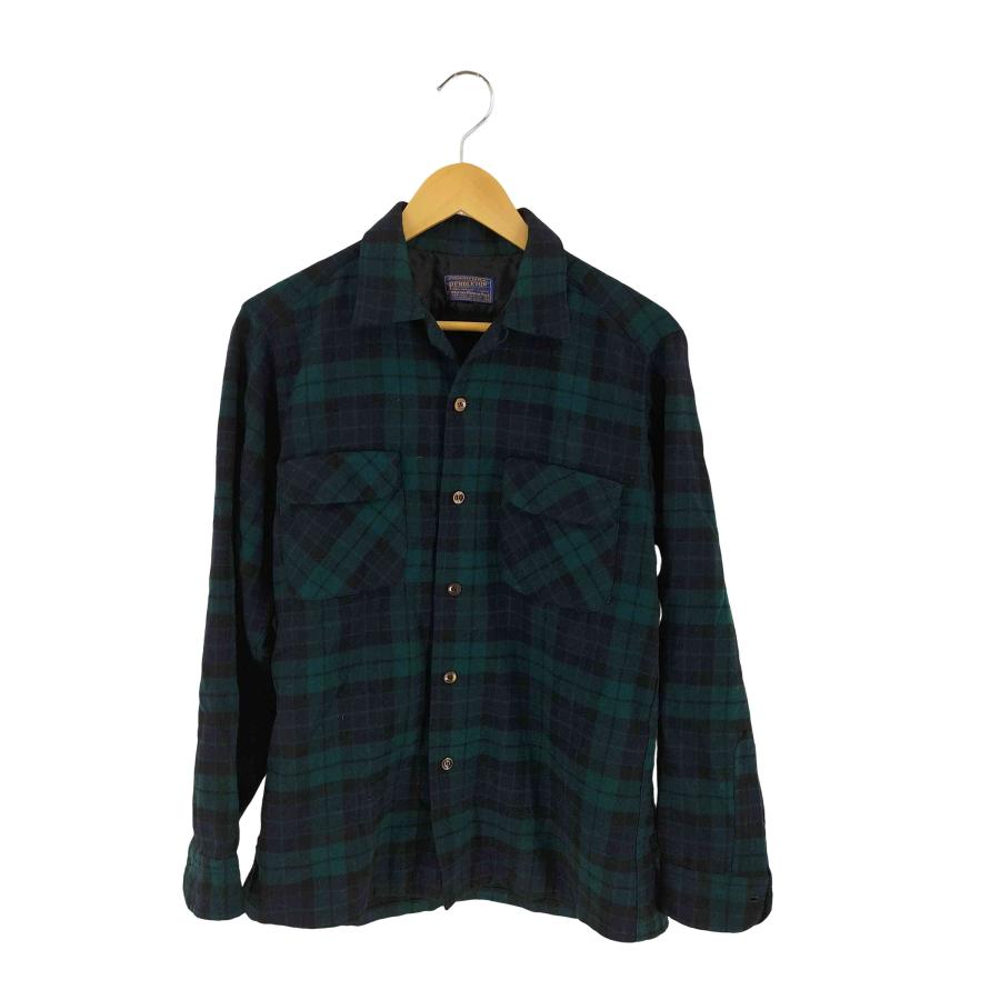 PENDLETON PENDLETON(ペンドルトン) 60s ブラックウォッチ チェック ウール 開襟 オープンカラーシャツ 中古 古着 0645 : ブランド古着販売のBAZZSTORE ...