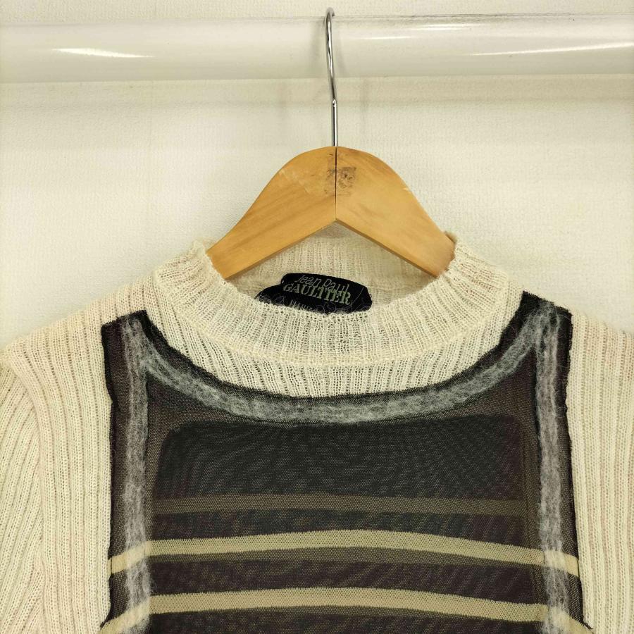 Jean Paul GAULTIER(ジャンポールゴルチエ) ニット切替 シアー ボーダー ハイネック カットソー レディース import：L 【中古】【ブランド古着バズストア】 Jean Paul Gaultier（ジャンポール・ゴルチエ） ニット切替 シアー