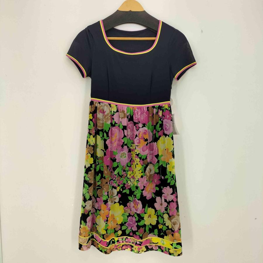 LEONARD（レオナール） 7分袖ボレロ付 フラワープリント切替半袖