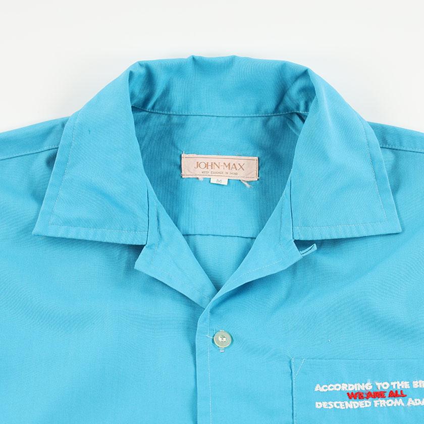 70’s JOHN-MAX ジョンマックス 半袖オープンシャツ Mサイズ スカイブルー(写真より深みのあるブルーです） ジャンク商品 : B ...