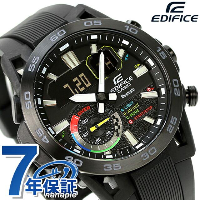 EDIFICE（CASIO） エディフィス ECB-40MP-1A レーシングマルチカラー Bluetooth 海外モデル 腕時計 カシオ アナデジ ブラック : Infinitown ...