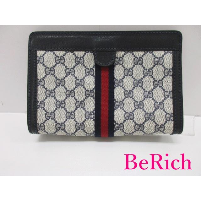 グッチ GUCCI セカンドバッグ クラッチバッグ GGスプリーム ウェビング シェリー ネイビー PVC レザー オールド【中古】 bk7930 : bk7930 : ビーリッチヤフー店 ...